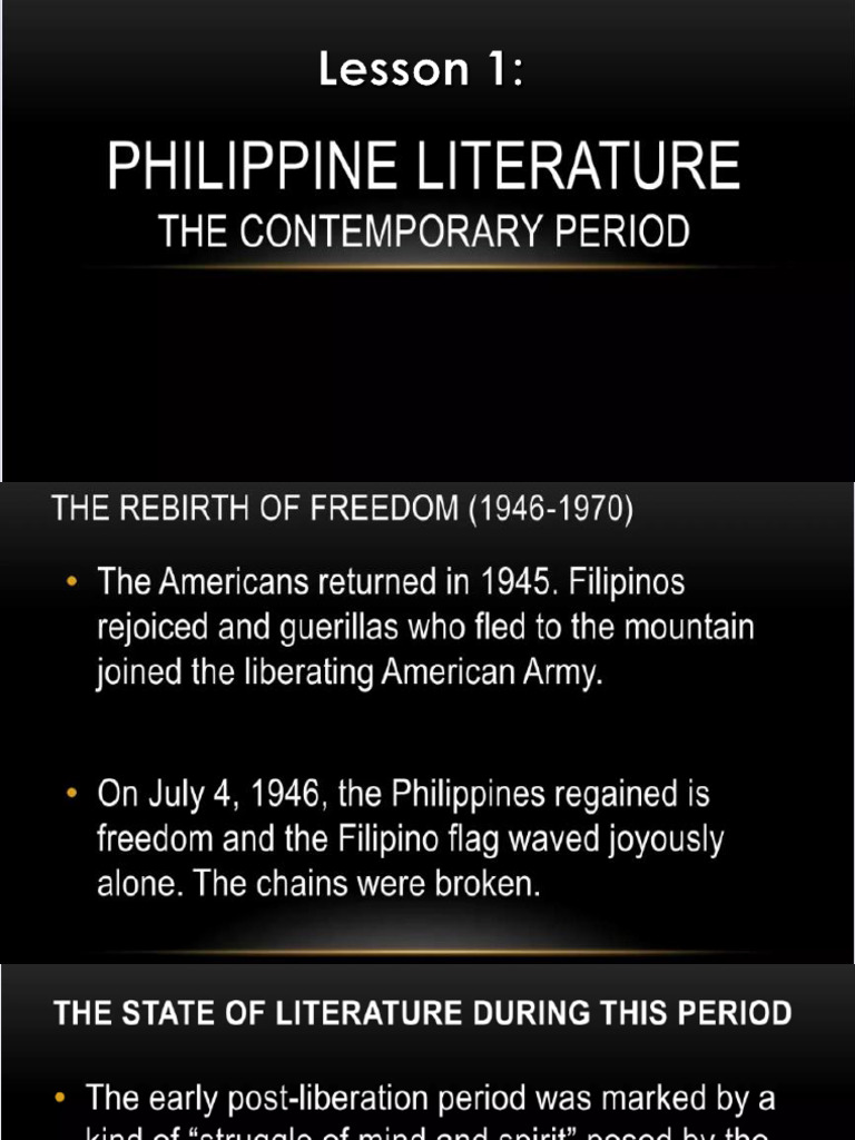 Lesson 1 Contemporary Philippine Literature | PDF | Social Science ...