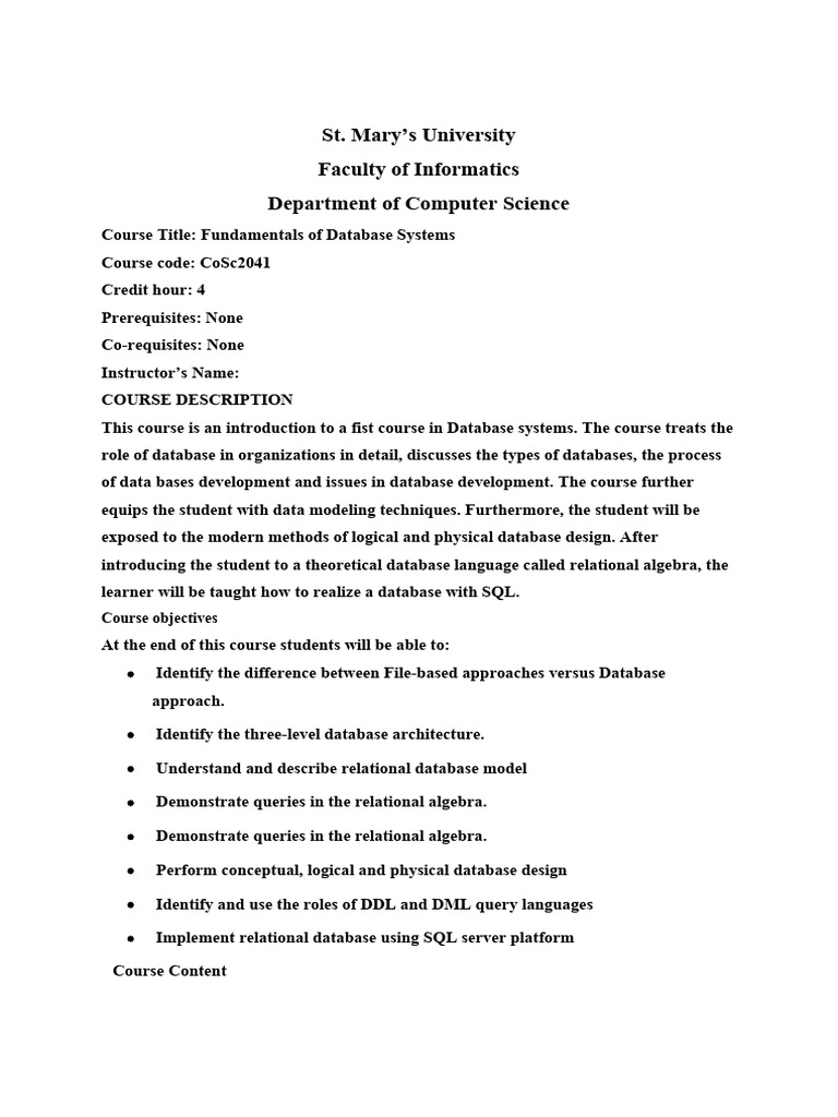 Fundamentals of Database Systems Course | PDF | Databases | Relational Database