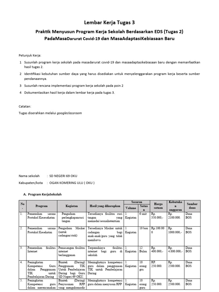 Contoh Tugas LK 3 Sosialisasi SPMI - Sekolah Binaan | PDF