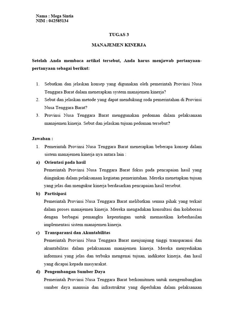 Tugas 3 - Ekma4263 - Manajemen Kinerja - Mega Sintia | PDF | Bisnis