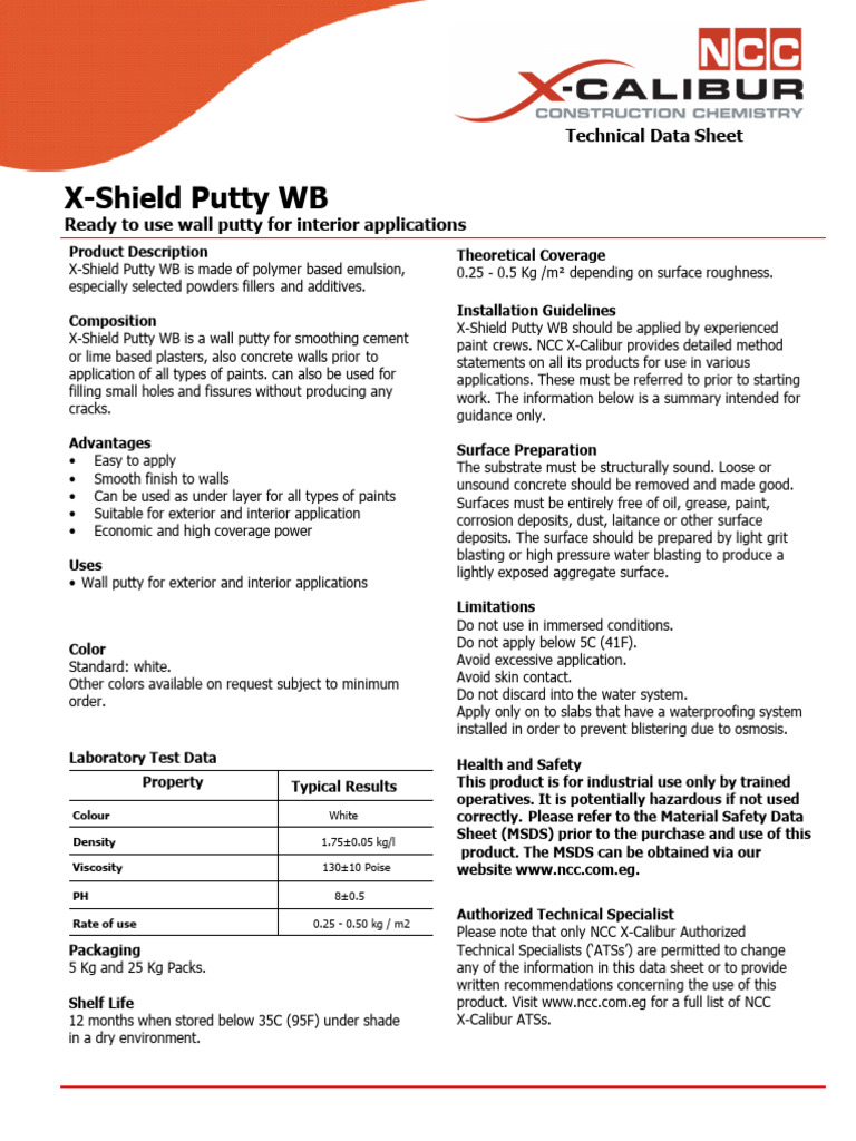 X-Shield Putty WB | PDF | Paint | Concrete