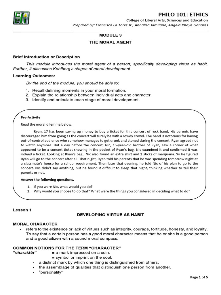 ?w14l5zstj - PHILO 101. Ethics - MODULE 3 | PDF | Virtue | Courage