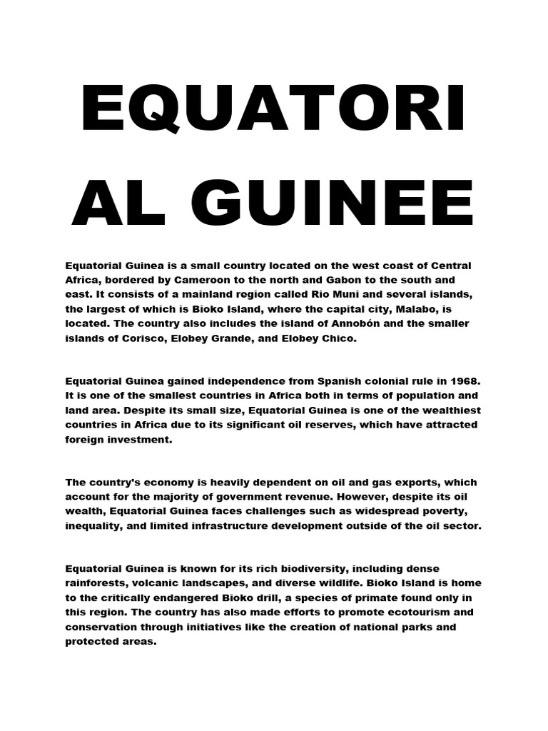 Overview of Equatorial Guinea's Economy and Biodiversity | PDF