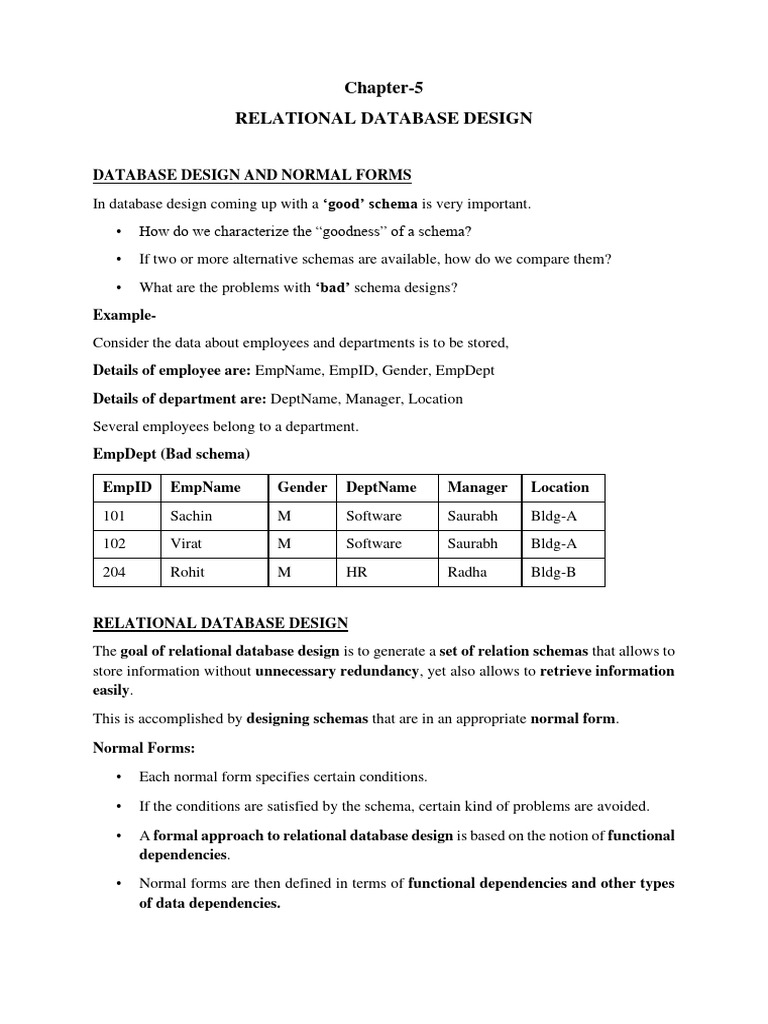 Chapter-5-Relational Database Design | PDF | Relational Model | Data Management
