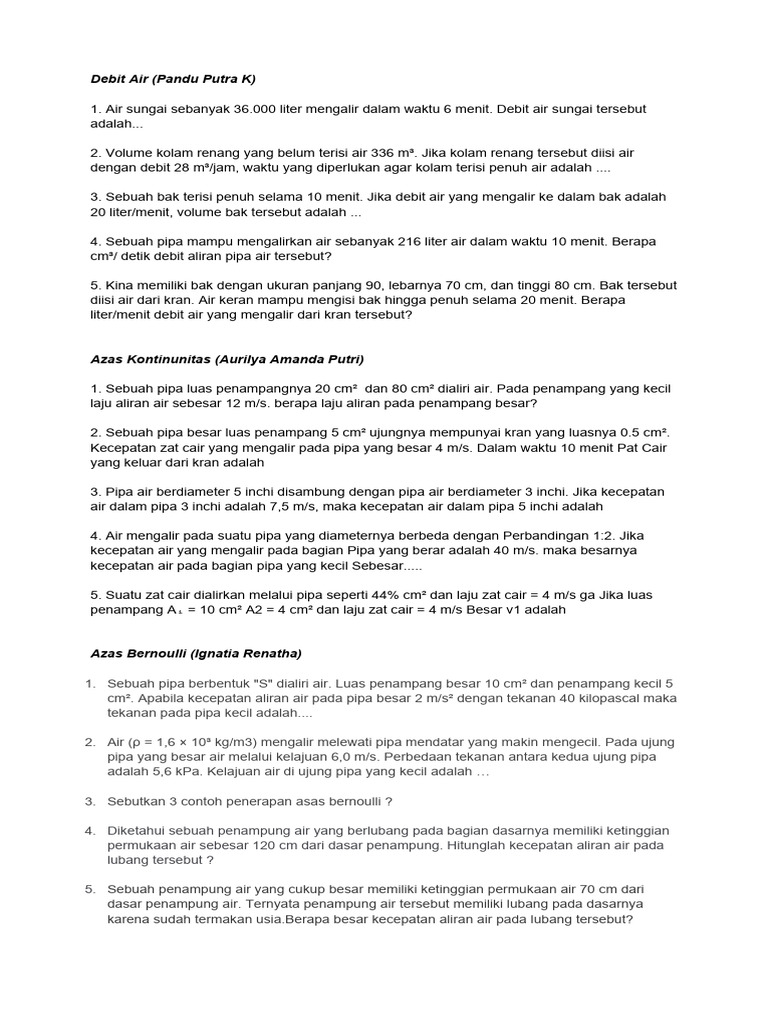 Rumus Debit Air dan Penerapannya | PDF