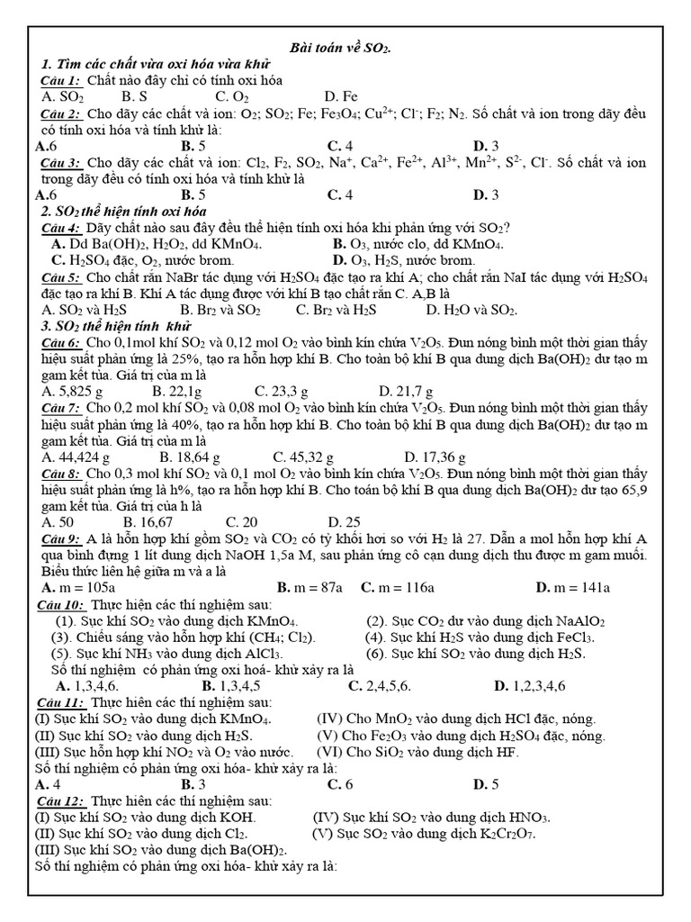Lesson 9. Đề 2. SO2 | PDF
