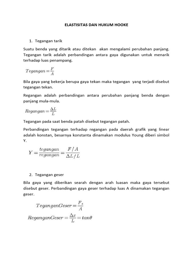 Fisika-Catatan Elastisitas Dan Hukum Hooke | PDF | Sains & Matematika