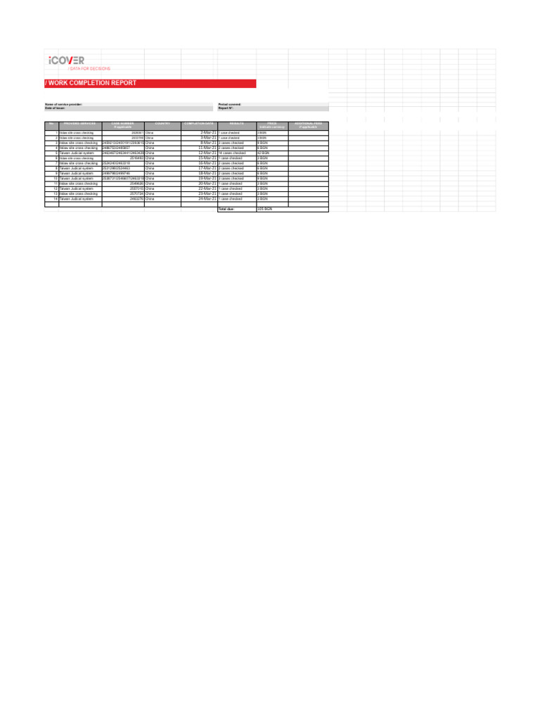 Work Completion Report for Legal Services | PDF