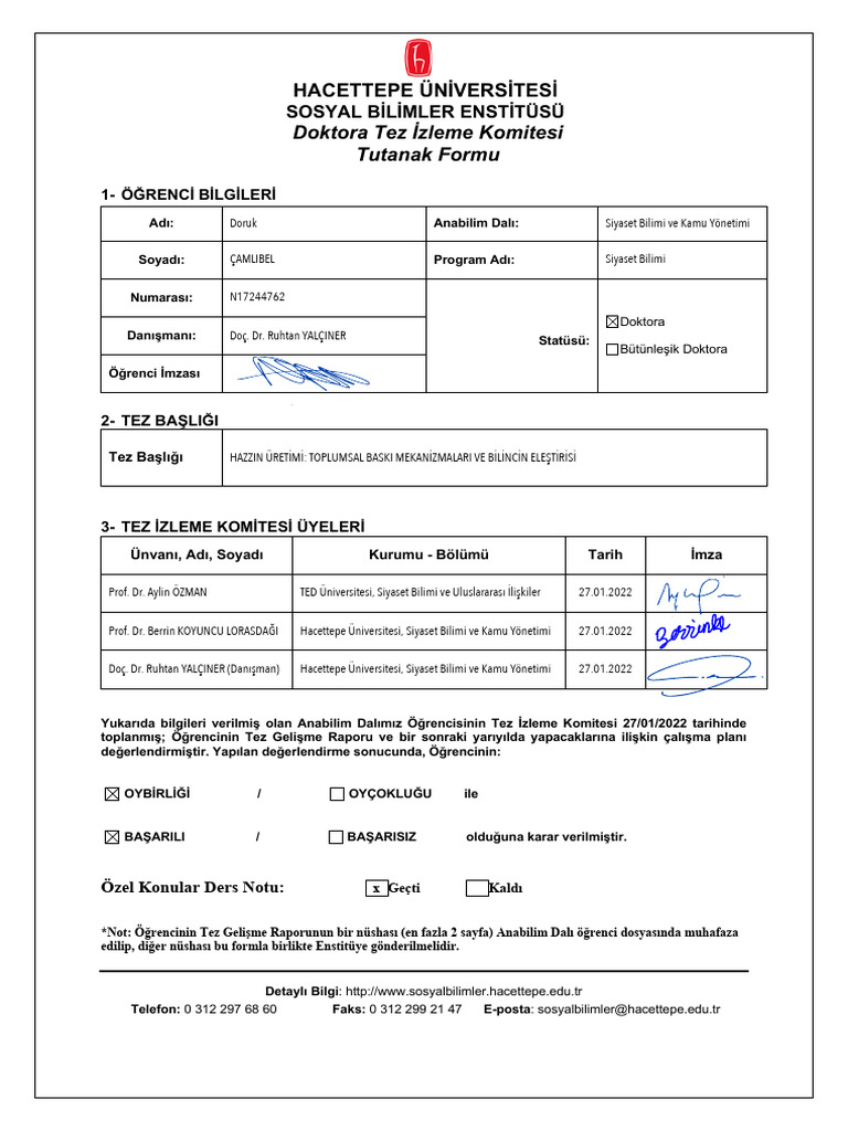 Doruk Çamlıbel TİK Tutanak Formu | PDF