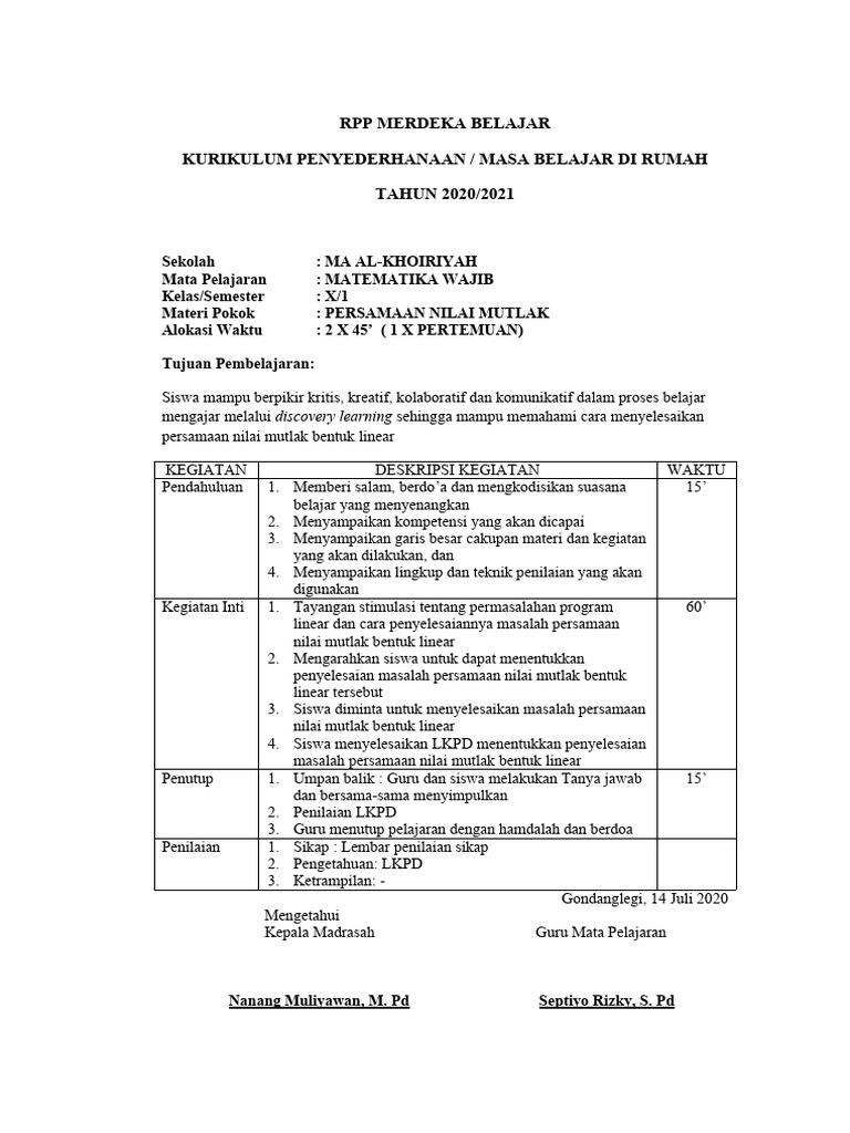RPP Merdeka Belajar X | PDF | Karier & Perkembangan | Seni