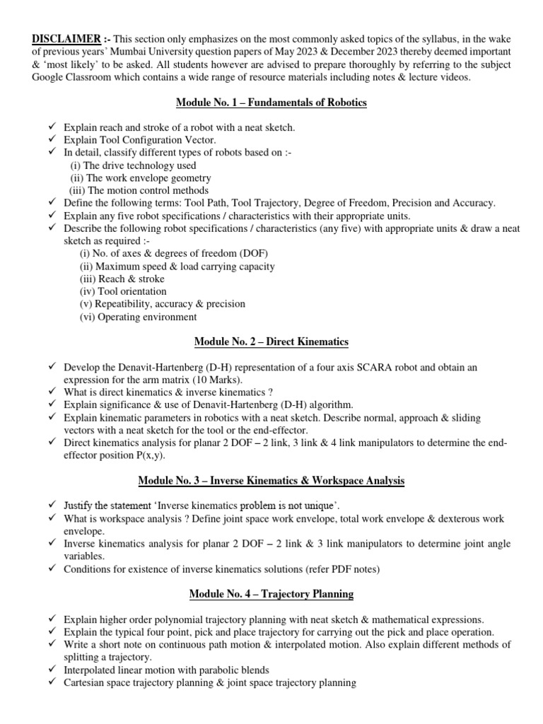 Robotics - Tips, Guidelines, Commonly Asked Questions | PDF ...