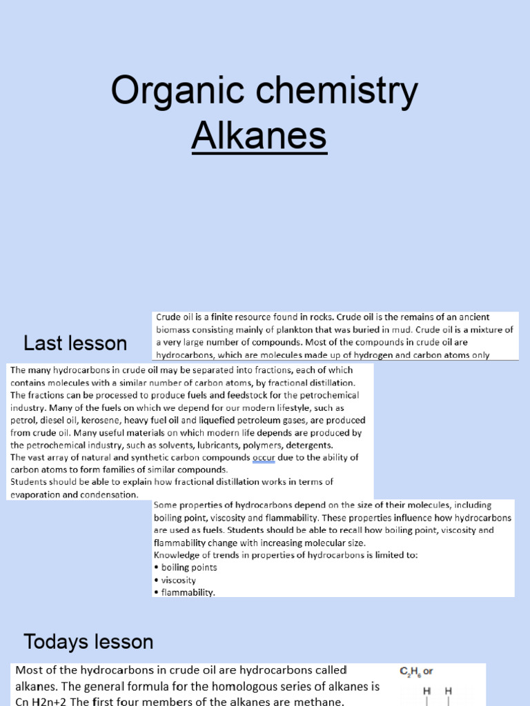 Understanding Alkanes in Organic Chemistry | PDF | Alkane | Chemical ...