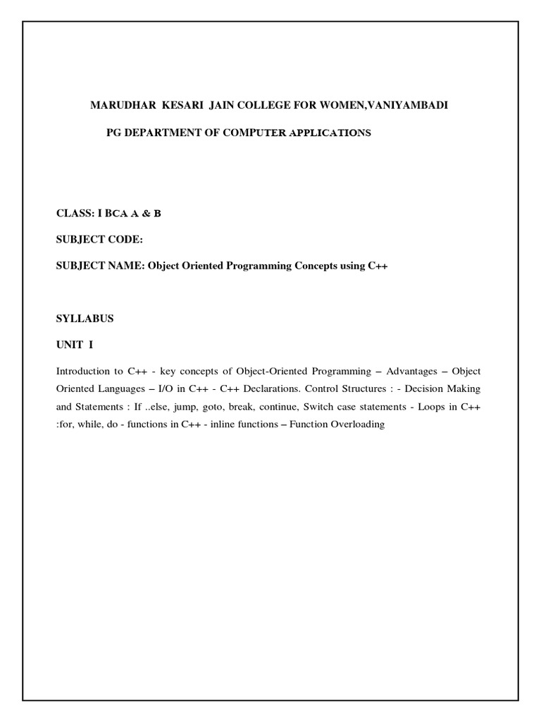 Unit 1 Pdf Object Computer Science C