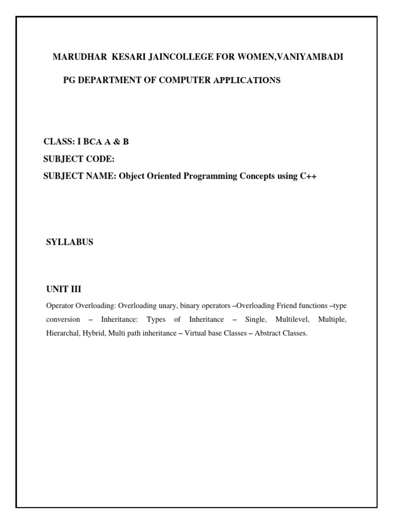 UNIT 3 | PDF | Class (Computer Programming) | Inheritance (Object ...