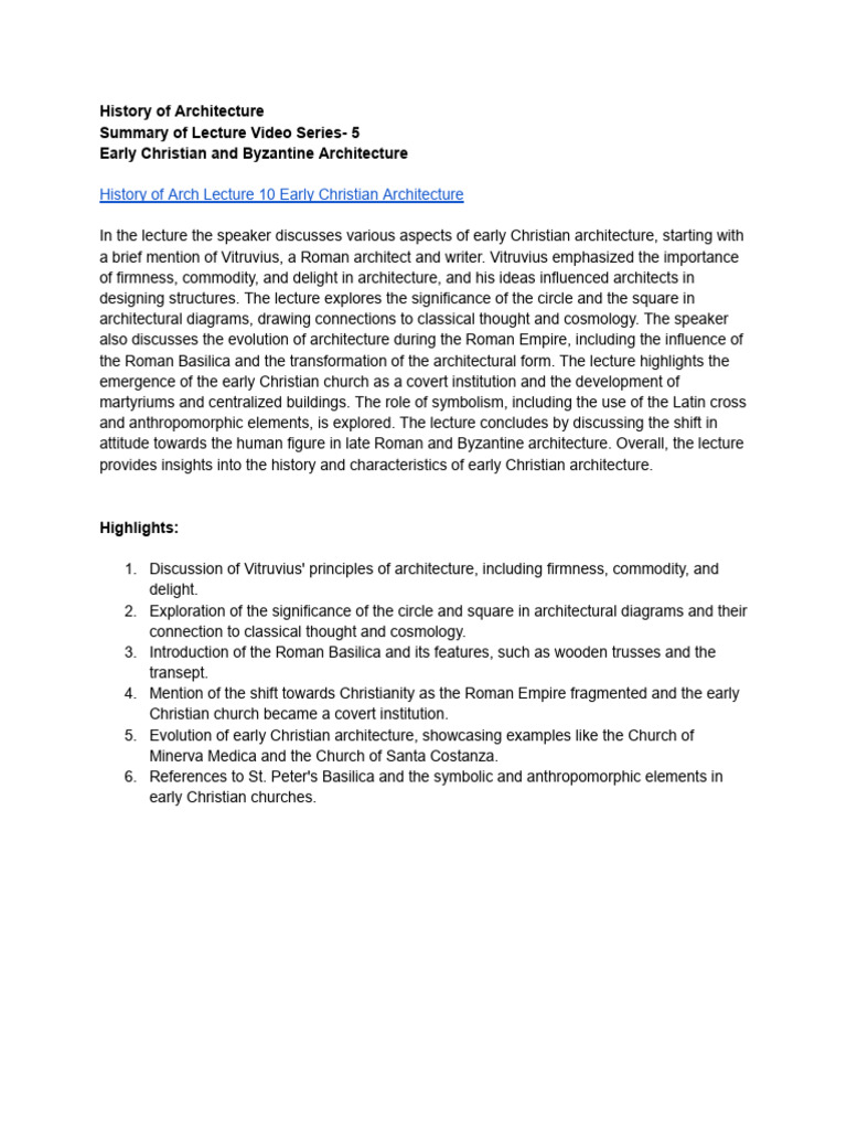 RESHA ACHARYA Summary of Lecture Video Series - 6 | PDF | Byzantine Empire