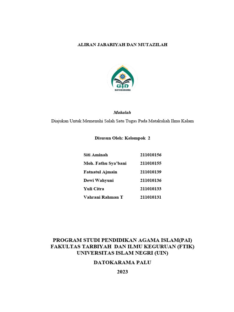 Perbandingan Aliran Jabariyah dan Mu'tazilah | PDF