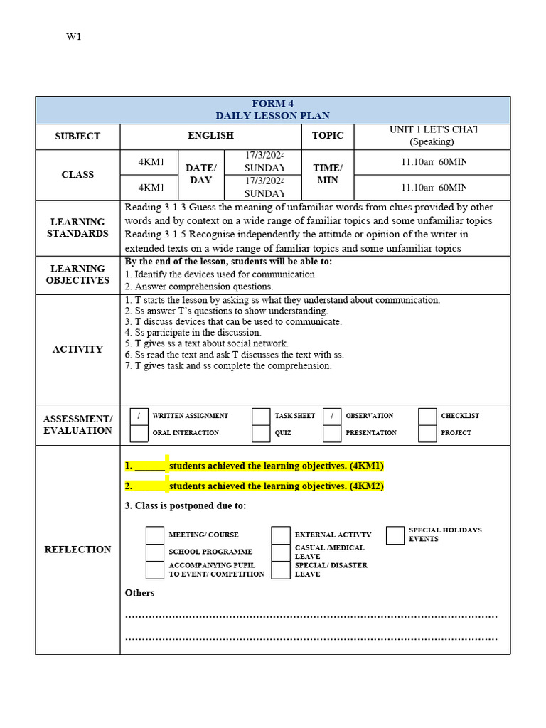 LP Template F4 | PDF | Reading Comprehension | Pedagogy