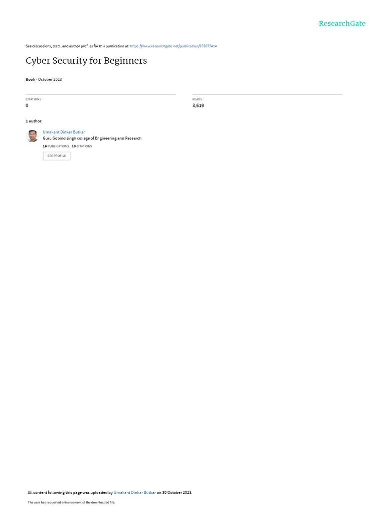 Cyber Security For Beginners: October 2023 | PDF | Security | Computer ...