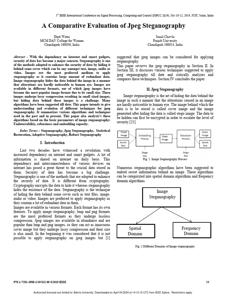 A Comparative Evaluation of Jpeg Steganography | PDF | Data Compression | Computing