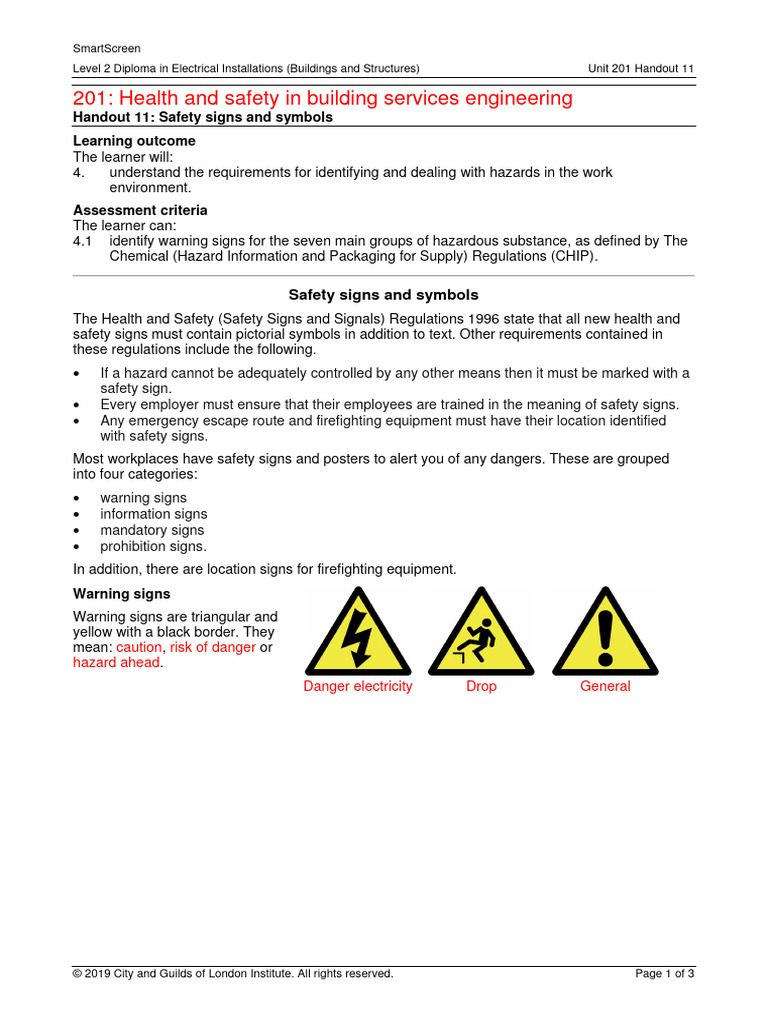 2365-201-11 Handout 2018 | PDF | Safety | Hazards