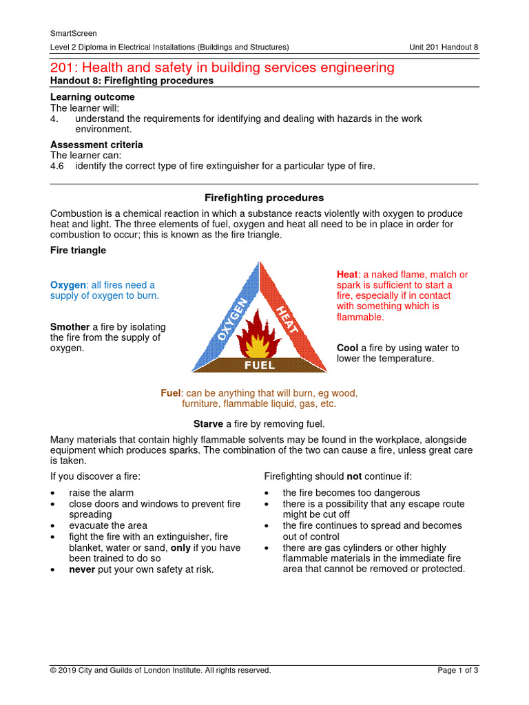 Firefighting Procedures in Electrical Installations | PDF | Fires ...
