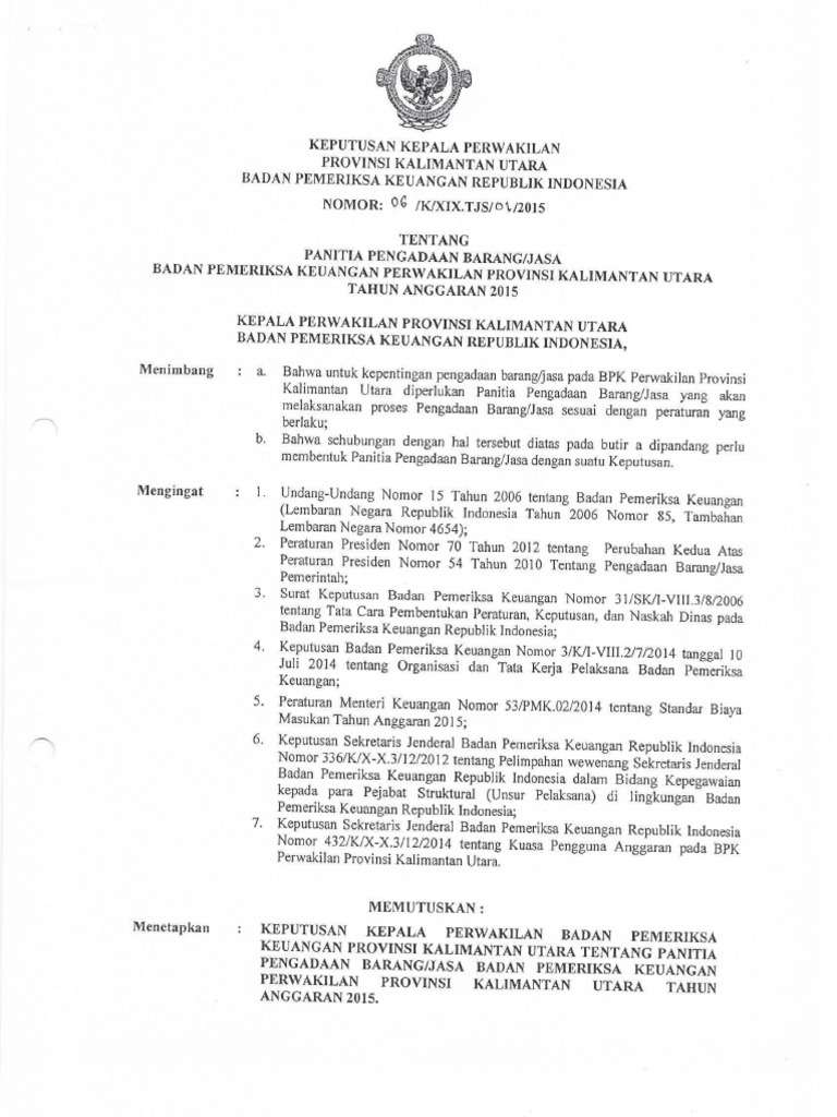 06.-SK-ttg-Panitia-Pengadaan-Barang-dan-Jasa (1) | PDF