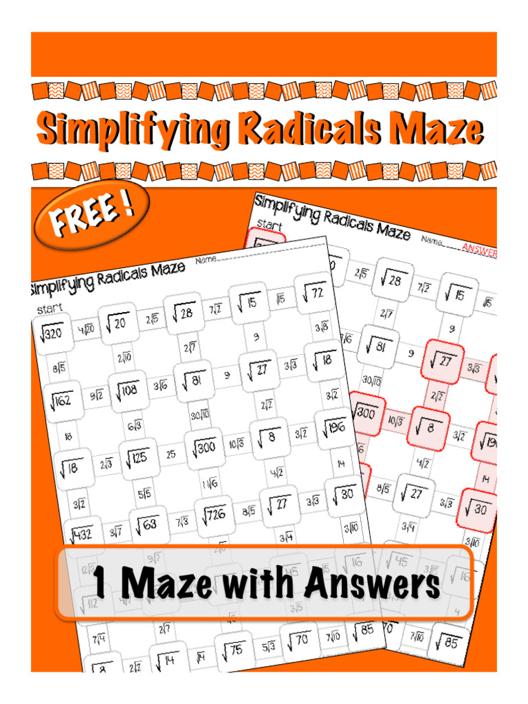 Simplifying Radicals Maze | PDF