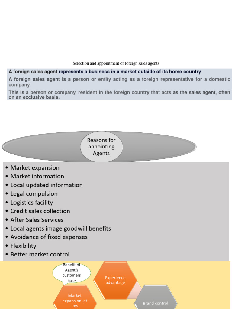 Foreign Sales Agents | PDF | Sales | Market (Economics)