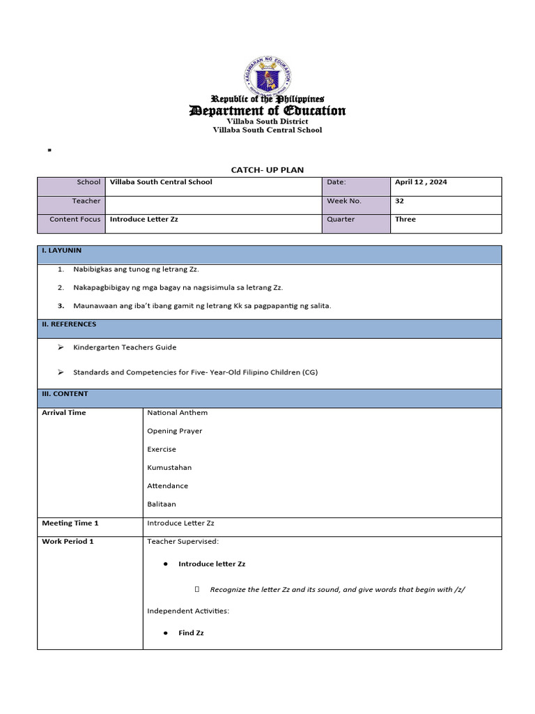 Catch Up Lesson Plan Q 4 Week 2 | PDF | Differentiated Instruction | Learning