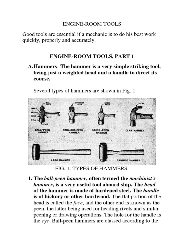 Engine Room Tools | PDF | Screw | Hammer