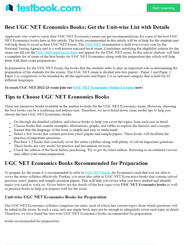 Best UGC NET Economics Books - Get The Unit-Wise List With Details | PDF
