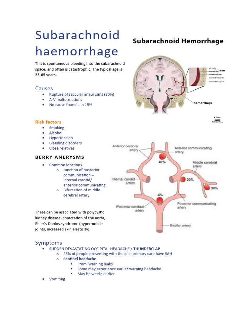Subarachnoid Haemorrhage | PDF