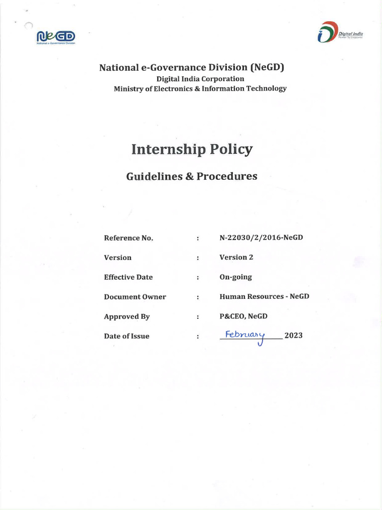 Internship Policy February 2023 | PDF