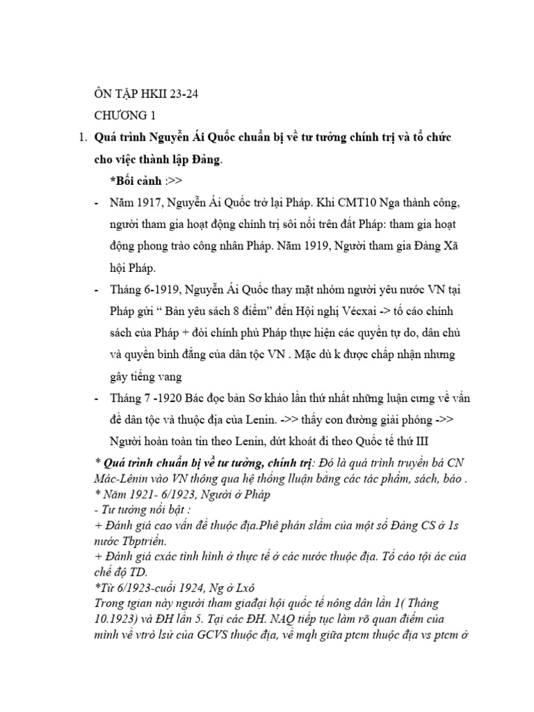 NỘI DUNG ÔN TẬP LSĐ HKII 23 24 theo vấn đề | PDF