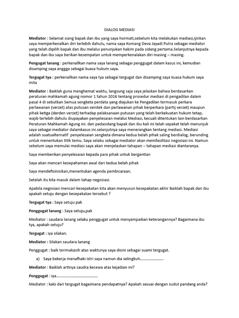 Proses Mediasi Sengketa Perceraian | PDF