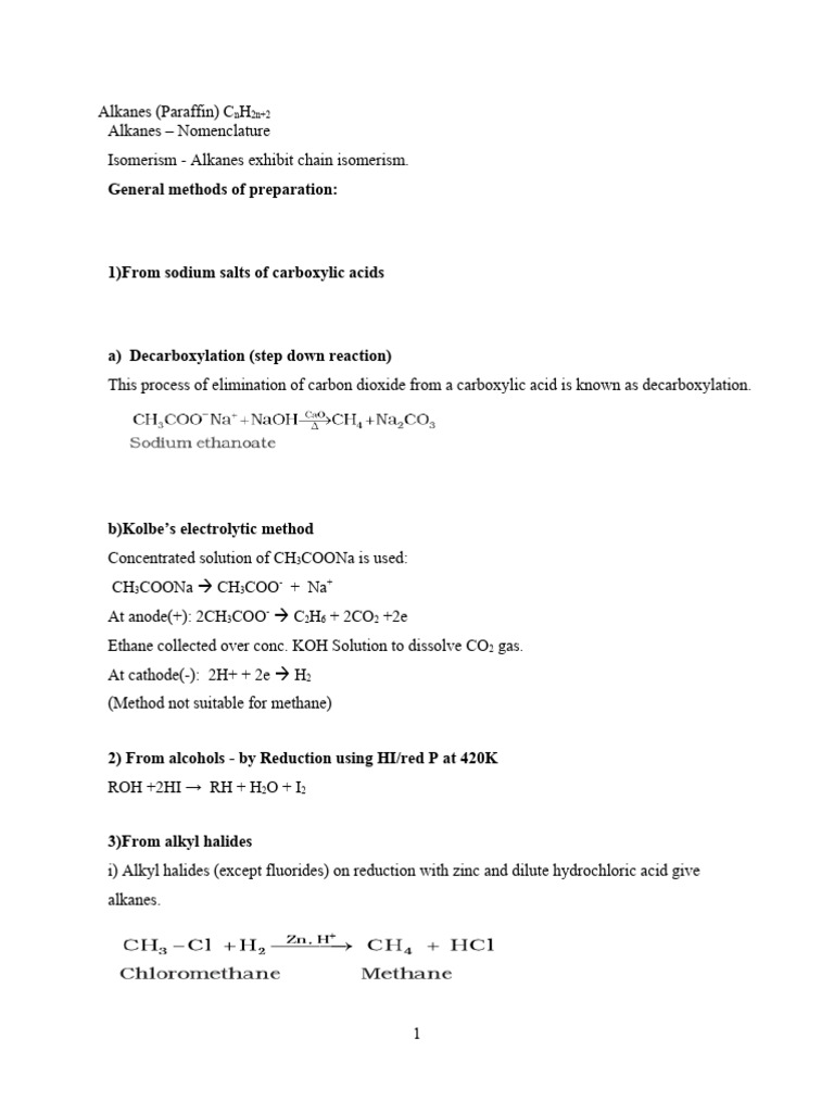 Alkanes Notes 2023-24 (AutoRecovered) | PDF | Radical (Chemistry) | Alkane