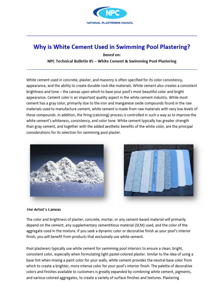 White Cement Pool Plastering | PDF | Cement | Concrete
