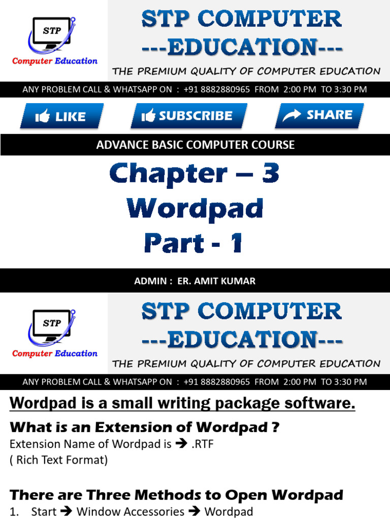 CH - 1 Intro To Wordpad With Task | PDF | Typography | Text