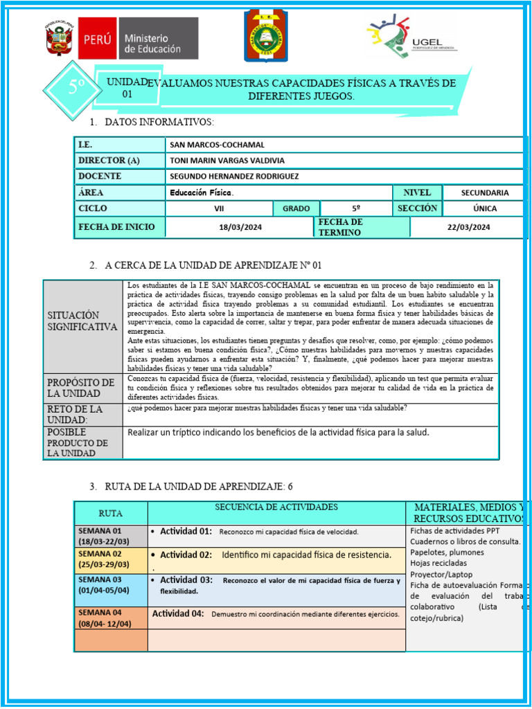 Unidad 1 Ef 5to | PDF | Aprendizaje | Información