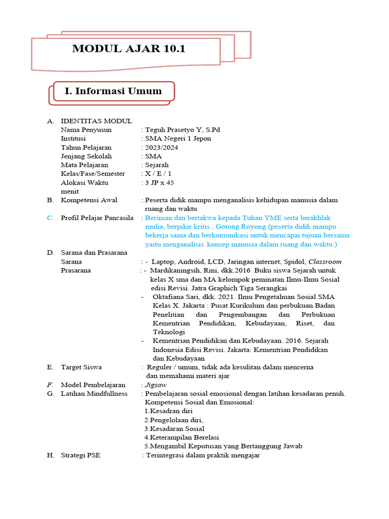 Modul Ajar X_Sejarah | PDF