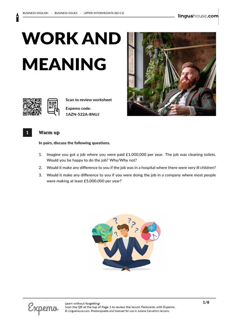 Finding Meaning in Work: A Guide | PDF | Reading Comprehension | Bakery
