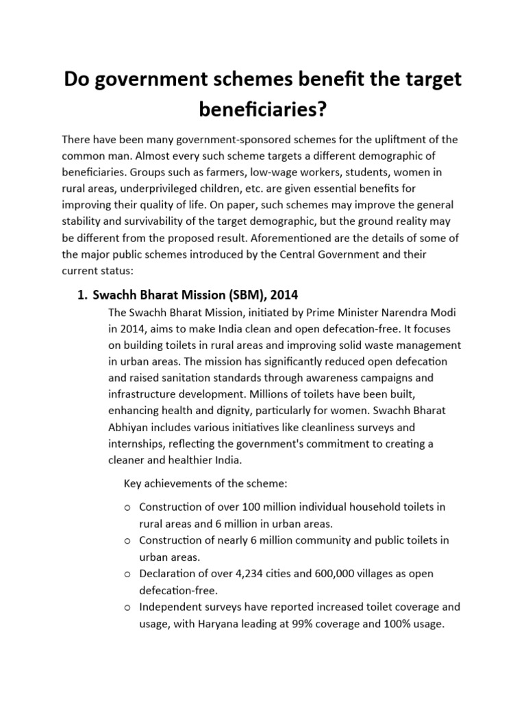 Do Government Schemes Benefit The Target Beneficiaries v1 | PDF | Economies