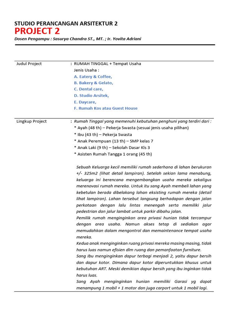 STUDIO PERANCANGAN ARSITEKTUR 2 - Project 2 - 2024 | PDF