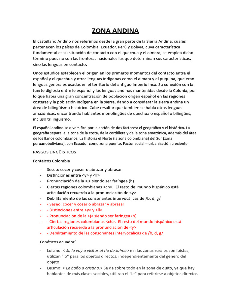 Dialectos del Español Andino | PDF | Lengua española | Andes