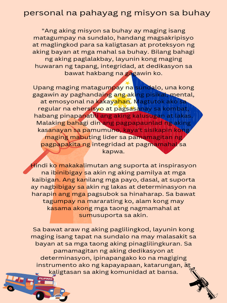 Personal Na Pahayag NG Misyon Sa Buhay | PDF