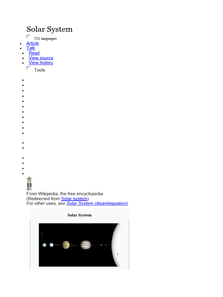 Solar System: Article Talk Read View Source View History | PDF | Solar ...