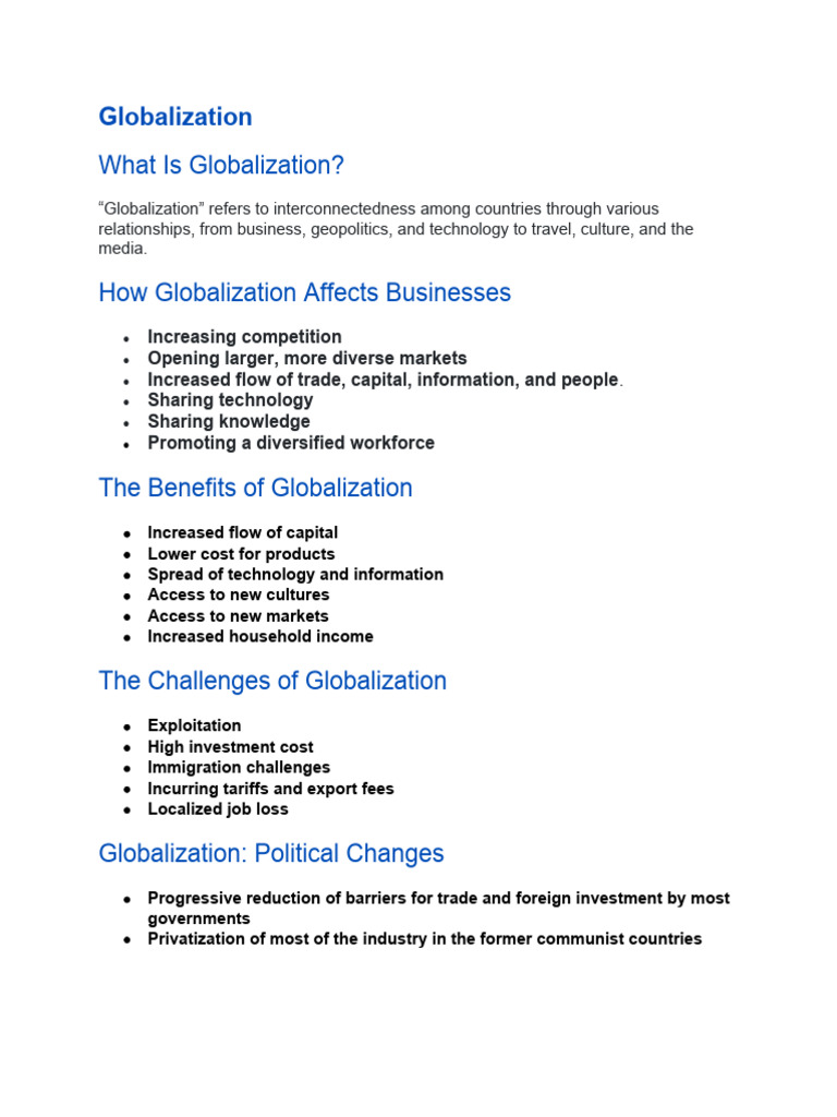 Globalization | PDF | Globalization | Investing