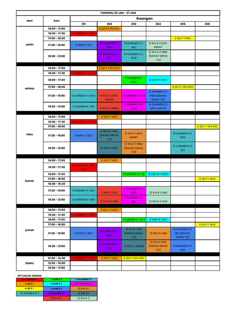 Jadwal BAC (Template Share Siswa) - BTC | PDF