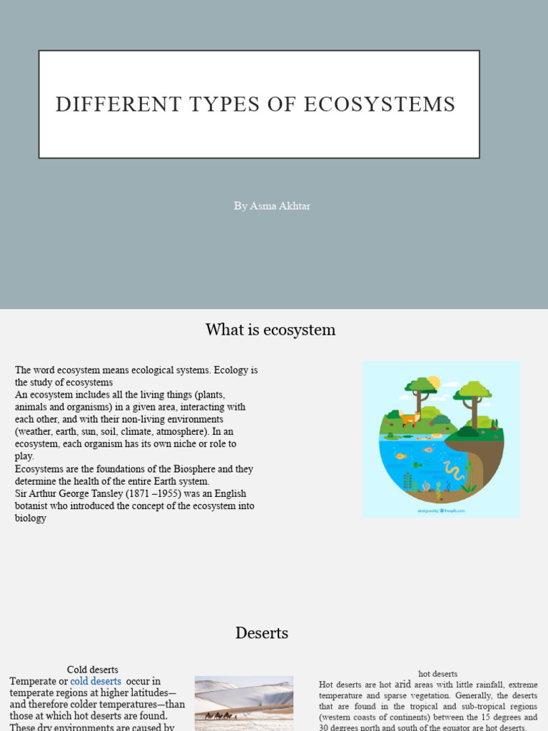 Different Types of Ecosystems | PDF | Desert | Ecosystem