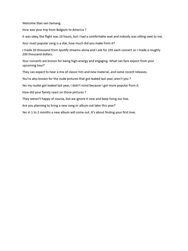 Welcome Stan Van Samang | PDF